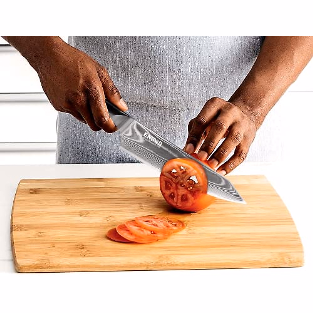 enowo Damascus Chef Knife 8 Inch, Japanese VG-10 Stainless Steel with Premium G10 Handle&Triple Rivet, Razor Sharp Kitchen Knife,Gift Box,Ergonomic,Superb Edge Retention, Stain & Corrosion Resistant