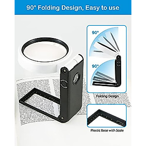 Wapodeai Magnifying Glass with Light, 6X 25X Magnifying Glass for Reading, Suitable for Reading, Jewellery, Crafts, Lnspection, Science, Seniors Read, Stamps, Map.