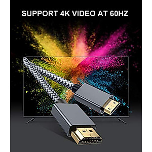 Elebase Mini HDMI to HDMI Cable 10 FT,4K 60Hz Mini HDMI Cord Compatible for DSLR Camera,Camcorder,Graphics Video Card,Laptop,Pico Projector,Raspberry Pi Zero W,Neogeo