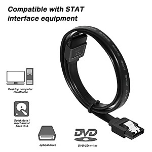 DaKuan Set of 12, Straight and 90 Degree Right-Angle SATA III Cable 6.0 Gbps with Locking Latch, SATA III Cable (6X Black, 6X Blue)