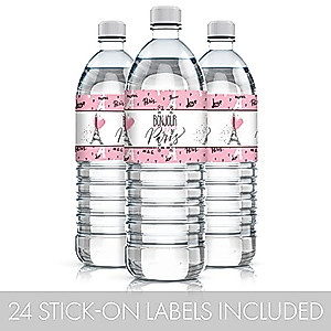 Paris Party Water Bottle Labels - 24 Stickers