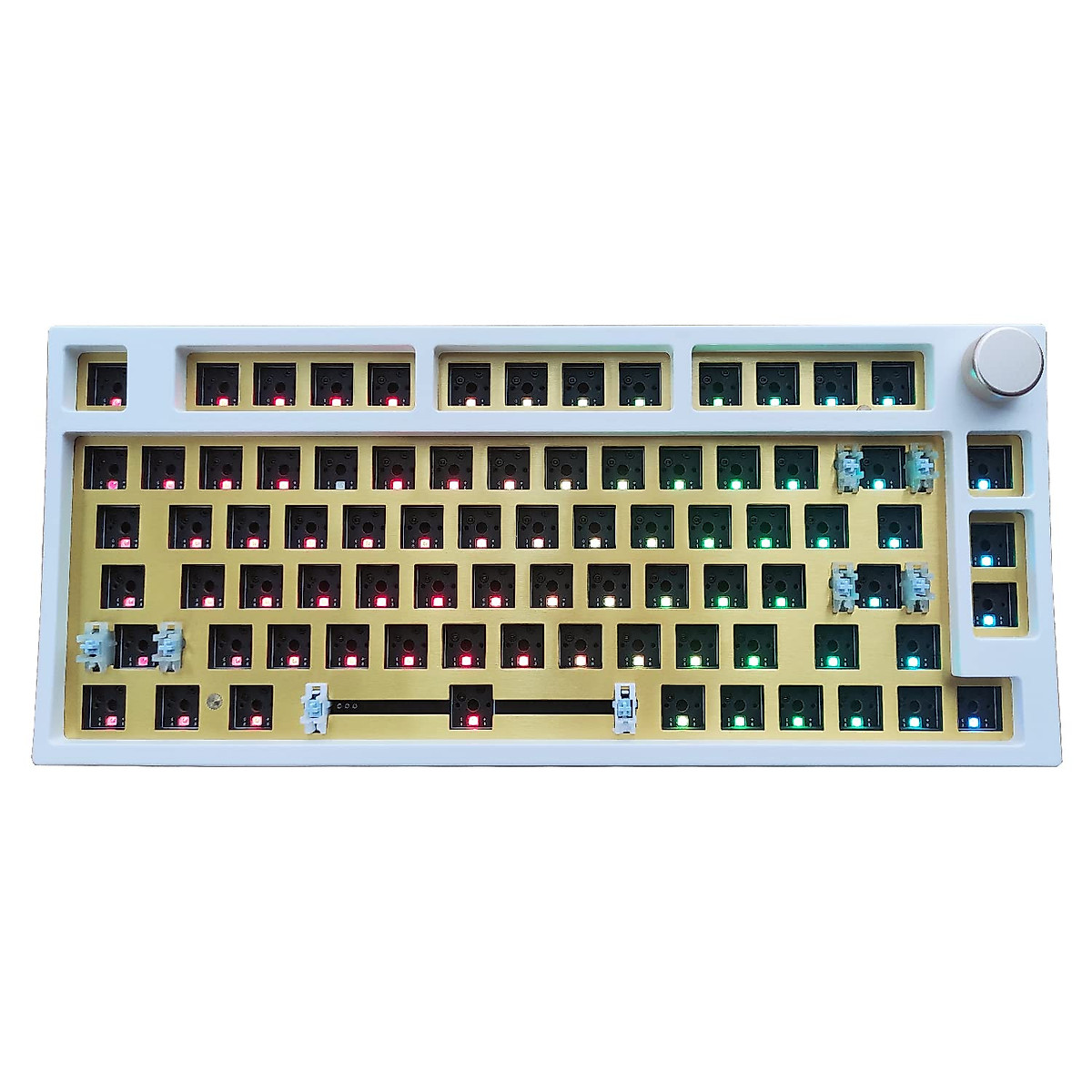keydous NJ80-AP Wireless Mechanical Keyboard with Knob Bluetooth 5.0 | 2.4G 75% Hot Swap Custom Barebone Kit with Knob RGB Dye-sub PBT Keycab for Win Mac