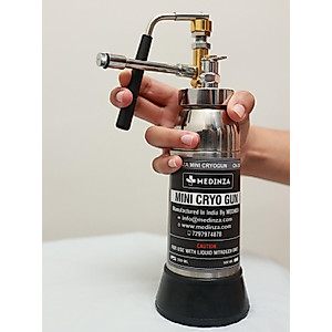 MEDINZA Mini Cryo Can For Dermatology Empty Cryo Liquid Nitrogen Sprayer With Different 5 Probes and Carry Bag