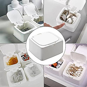 YeeBeny Q-Tip Holder Bathroom Cotton Swab Dispenser,Portable Travel Qtip Holder, Dental floss containers, Best for Hair Accessory Storage or Small Items Organizer on Desktop-white