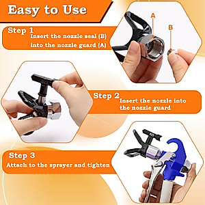 Anglecai 14 Pieces Airless Paint Sprayer Tips Set, 6 Reversible Spray Paint Nozzles, 6 Airless Paint Spray Gun Filters and 2 Nozzle Tip Guards for Airless Spray Paint Machine Parts