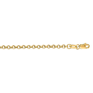 Ritastephens 14K Solid Yellow Gold Rolo Link Chain Bracelet 7 Inches 2.3 Mm