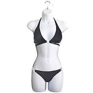 DisplayTown White Female Mannequin Hip Long Hollow Back Body Stackable Dress Form with Hanging Hook for Tshirt Display, Countertop, Craft Shows, Photos and Design, S-M Clothing Size