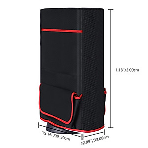 TiMOVO Dust Cover for PS5 Console, Soft Lining Dust Guard for Playstation 5 Console Digital Edition & Regular Edition, Waterproof Protective Sleeve with Game Disc & Controller Storage Pocket, Black