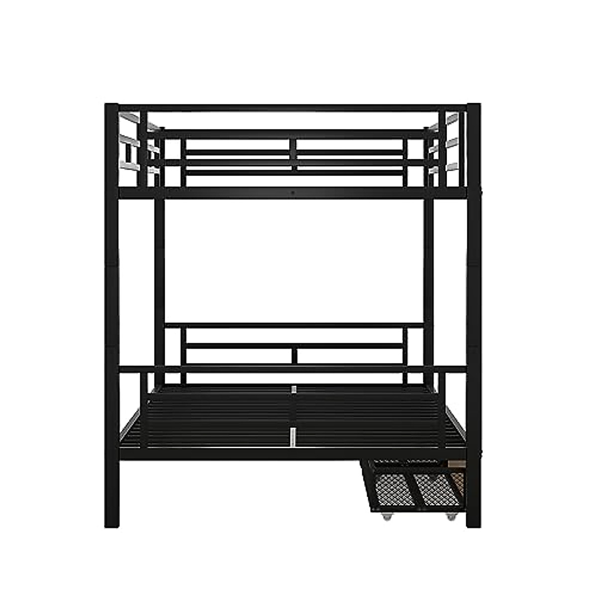 SIYSNKSI Full Size Convertible Bunk Bed with 2 Drawers, Metal Bunk Bed Frame with Ladder and Safety Guardrail for Kids Teens Boys Girls Bedroom, No Box Spring Needed