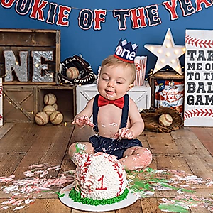Baseball 1st Birthday Banner-1st Birthday Crown, Baseball Theme High Chair Banner, Cake Flag, All-Star Birthday, Our Little All-Star, Baseball 1st Birthday Decoration (Baseball Hat)