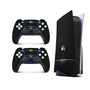 PS5 Space Skin for PlayStation 5 Console and 2 Controllers, Moon Skin Vinyl 3M Decal Stickers Full wrap Cover (Disk Edition) (Disc Version)