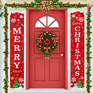 Christmas Decorations Banner with Lights, Pre-assembled Led Lights Merry Christmas Banner, Easy to Put up Christmas Door Banner & Christmas Wall Decor, Indoor and Outdoor Christmas Decorations
