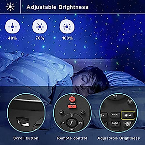 Galaxy Projector Star Light Projected on Ceiling with Music Speaker & Remote Control, LED Night Light Projector with Nebula Cloud/Moving Ocean Wave, Halloween Decoration Light for Game Rooms Party