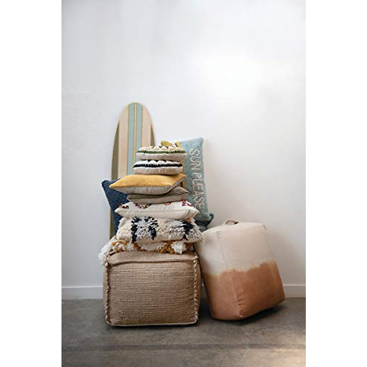 Creative Co-Op Love Chindi Appliqued Rectangle Cotton Tassel Corners Lumbar Pillow, Multicolor