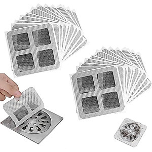Disposable Hair Drain Stickers, 2024 New Disposable Shower Drain Cover Hair Catcher Bathroom Shower Drain Stickers, Shower Drain Mesh Stickers Floor Drain Sticker for Kitchen Bathroom Tub (10PCS)