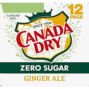 Canada Dry Zero Sugar Ginger Ale Soda, 12 fl oz cans (Pack of 12)