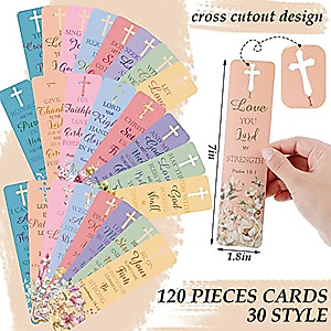 120 Pieces Bible Verses Bookmarks with Hollow Cross for Women Scripture Bookmarks Christian Book Markers for Mothers Day Gifts Women Church Supplies, Flower Style