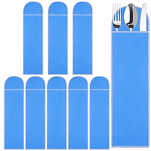 Silver Storage Bags Flatware Storage Blue Silver Flatware Storage Silverware Box Storage for Silver Tarnish Proof Silverware Cloth Storage Flatware Bags for Teaspoon Utensils Flatware (8 Pieces)