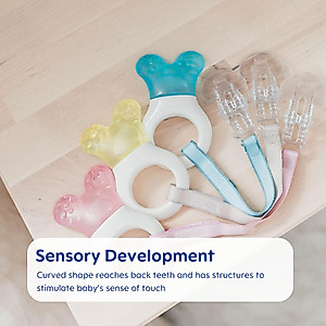 MAM Mini Cooler Teether with Clip Baby Teether, Cooling Mechanism Soothes Sore Gums, Relieves Teething Symptoms in Babies 2+ Months, 1 Pack, 2+ Months, Boy