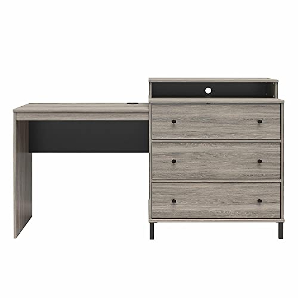 Ameriwood Home Kalissa Dresser/Desk Combo with Wireless-charger, Gray Oak
