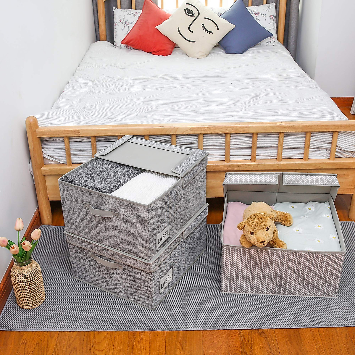 GRANNY SAYS Bundle of 2-Pack Large Rectangle Storage Bins & 2-Pack Closet Storage Bins