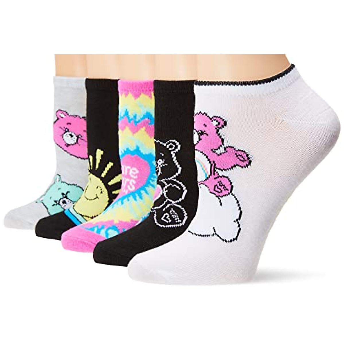 Care Bears Womens 5 Pack No Show Casual Sock, Pink, 9-11 US