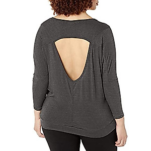 C9 Champion womens Long Sleeve Open Back Top Yoga Shirt, Ebony Heather, Medium US