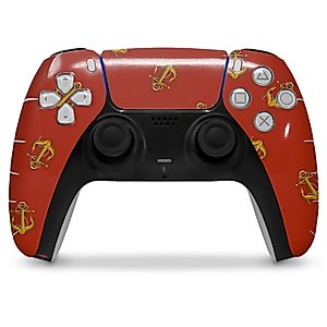 WraptorSkinz Skin Wrap compatible with Sony PS5 DualSense Controller Anchors Away Red Dark (CONTROLLER NOT INCLUDED)
