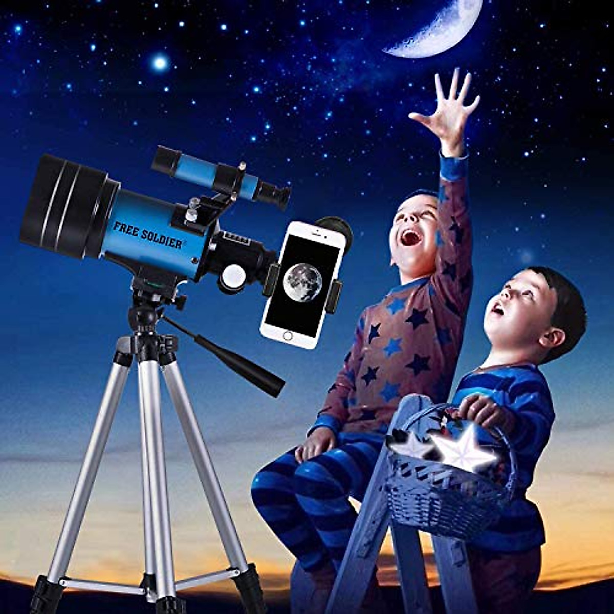 Telescope for Kids Astronomy Beginners - 70mm Aperture Refractor Telescope for Viewing Planets Stars with Adjustable Tripod Phone Adapter Wireless Remote Cool Christmas Astronomy Gifts for Kids, Blue