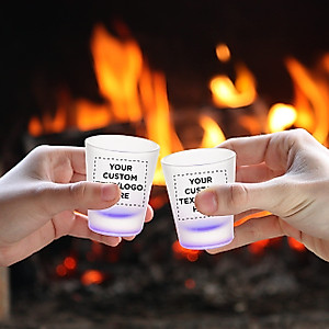 Custom Frosted Glass Shot Glasses 1.75 oz. Set of 10, Personalized Bulk Pack - Great for Weddings, Birthdays, Parties, Indoor & Outdoor Events - Blue