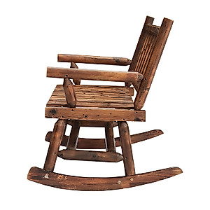 FURNDOOR Outdoor Wooden Rocking Double Chair, Rustic Log Porch Rocking Bench Rocker Chair for Patio, Backyard, Garden (2-Seat), Brown