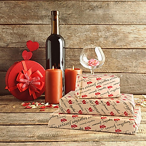 TUPARKA 6 Sheets Valentine's Day Wrapping Paper Printed Patterned Tissue Love Heart Wrapping Paper for Gift Wrap （Sweet Letters）