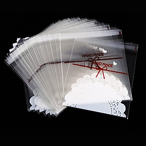 TOPZEA 500Pcs Self-adhesive Cookie Bags, 5.5x5.5Inch Clear Treat Bags DIY Plastic Individual Candy Bags Decorating Favor Bag Cellophane Bags for Packing Biscuits, Chocolate, Snack, Wedding, Party