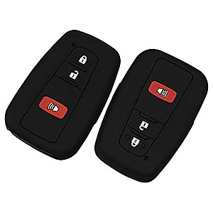 Lcyam Key Fob Cover Case for 2019-2022 Toyota Corolla Hatchback RAV4 XLE Prius 3 Button Smart Key , Black Black