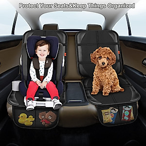 XHYANG Car Seat Protector,Auto Car Seat Protectors Baby Carseat Waterproof & Durable 600D Fabric for Child Baby Car Seat Mat Vehicle Pet Cover 2 Storage Pockets (2 Pack)