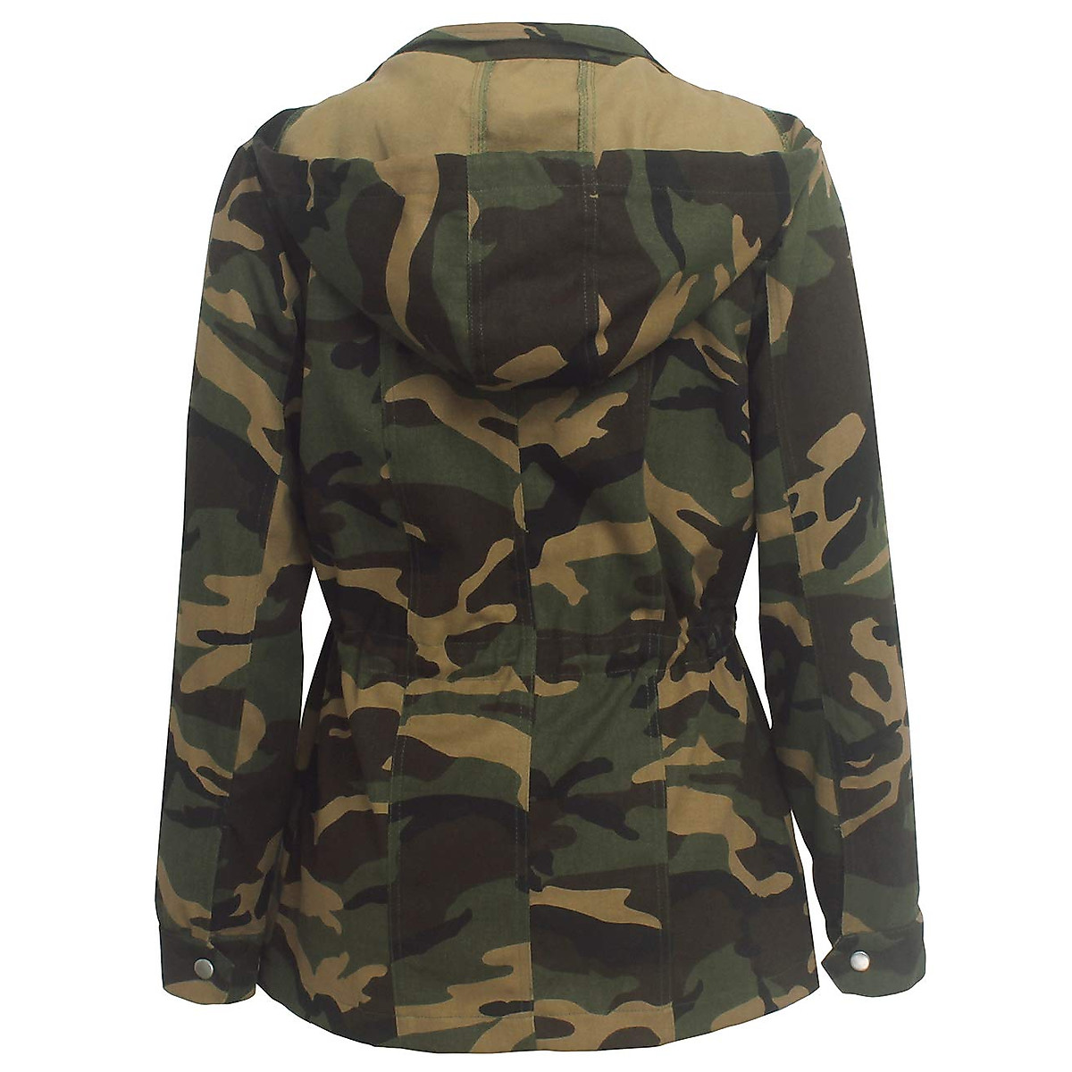SheKiss Women Lightweight Camouflage Warm Winter Safari Jackets Long Sleeve Zipper Casual Canvas Overcoat Hunting Hoodie