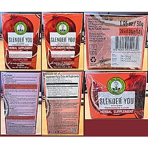 Dr. Tea Slender You Tea with Senna - Pomegranate Flavor - 20 Tea Bags