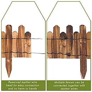 Gtouse Wooden Fence Edging, Garden Fencing Border, Wood Landscape Edging Border for Decorative Spring Garden Patio Pathway Courtyards Balconies Planting Fences