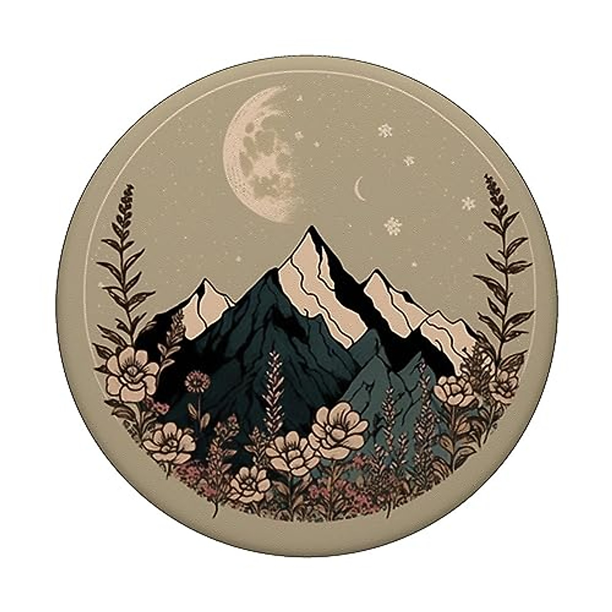 Boho Chic Floral Moon Mountain PopSockets Standard PopGrip