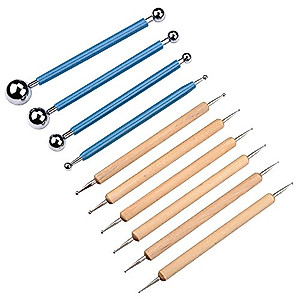 Meuxan 10 Piece Dotting Tools Ball Styluses for Rock Painting, Pottery Clay Modeling Embossing Art