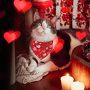 Pohshido 2 Pack Valentine's Dog Bandana, Holiday Cat Bandana Scarfs for Small Medium Large Dogs Cats Pet Puppies (Candy Hearts-Small)