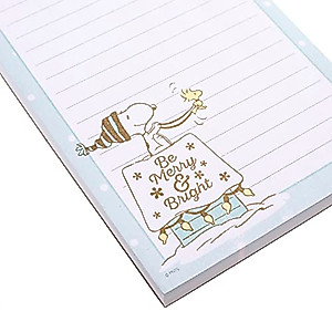 Graphique Merry Snoopy Holiday Magnetic Notepad | 100 Tear-Away Sheets | Grocery, Shopping, To-Do List | Writing Pad for Fridge, Kitchen, Office | Lined Paper | Great Gift | 4” x 9.25”