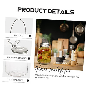 SWOOMEY Glass Storage Jar Glass Container Sauerkraut Canned Clear Container Glass Kitchen Canisters Transparent Pickle Jar Sealed Glass Storage Jar Glass, Iron Glass Storage Container Food