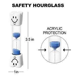 2 Minute Toothbrush Sand Timer for Kids, Small Blue and Pink Smiley Acrylic Hourglass Sand Clock Set, Plastic Glass Mini Sandglass for Classroom Games Kitchen (Pack of 2)