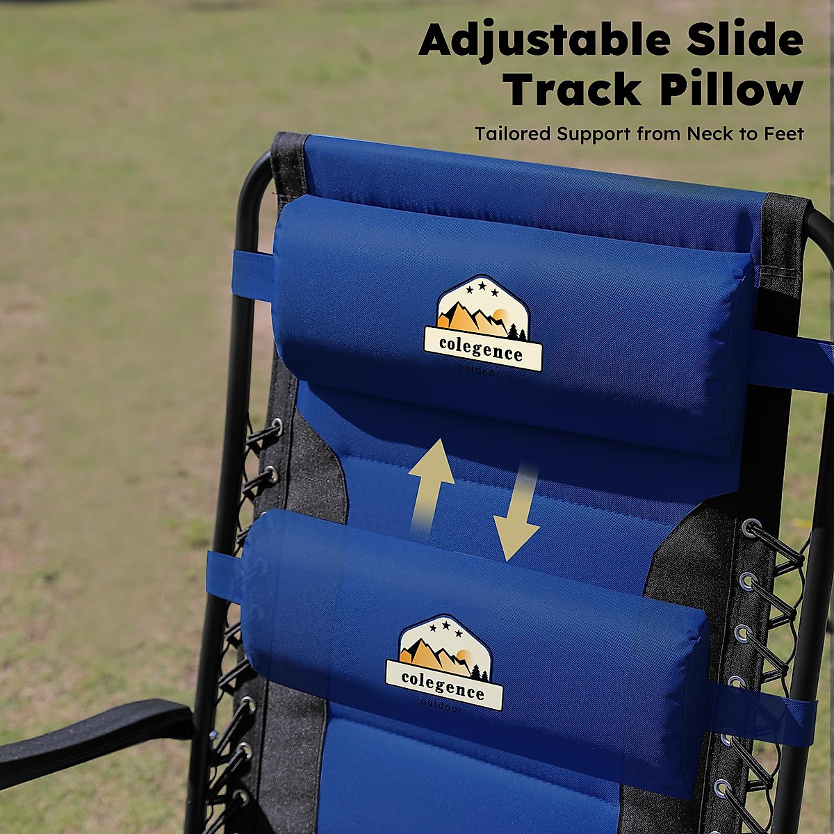 Colegence XL Oversized Zero Gravity Chair, Fully Padded Adjustable Anti Gravity Reclining Lounge Chairs with Cup Holder Folding Recliner for Beach,Camping,Lawn,Patio,Outdoor, Support 300 LBS（Blue）