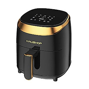 HAUSHOF Air Fryer, 4.2 Quart Compact Small Oven with 9 Cooking Functions, Nonstick Stainless Steel & Dishwasher-Safe, No-Oil Air Fry, Roast, Bake, Reheat, Fit for 1-4 People (Black)