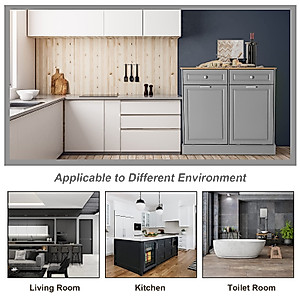 UEV Double Kitchen Trash Cabinets,Two Tilt Out Trash Cabinets with Solid Hideaway Drawers,Free Standing Wooden Kitchen Trash Can Recycling Cabinet Trash Can Holder (Grey)