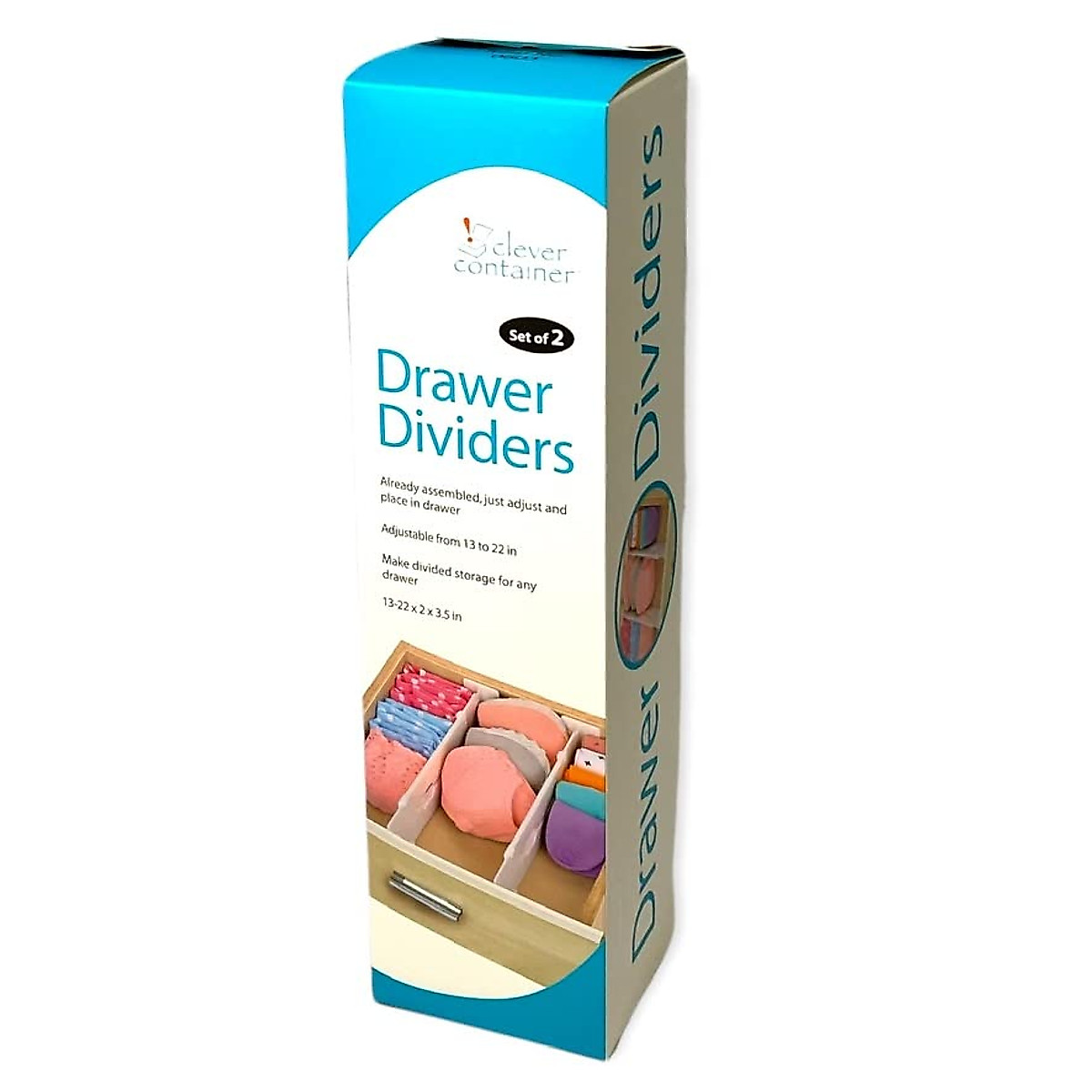 RoomForLife- Drawer Dividers Set of 2 - Dual Adjustable Straight Plastic Dividers fo drawers - Home Organization