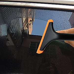 Silicone Squeegee for Shower Glass Door, Window Cleaning, Auto Water Blade, Water Wiper, Shower Squeegee, 5.9'' Blade and 7.5'' Long Handle, for Car Windshield, Window, Mirror, Glass Door. (Black)