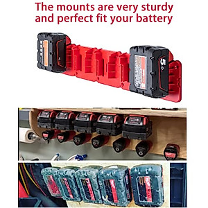 Crtbelfy Battery Holder for Milwaukee M18 18V Battery, Wall Mount Batteries Storage for Work Van, Shelf, Toolbox - 5 Pack